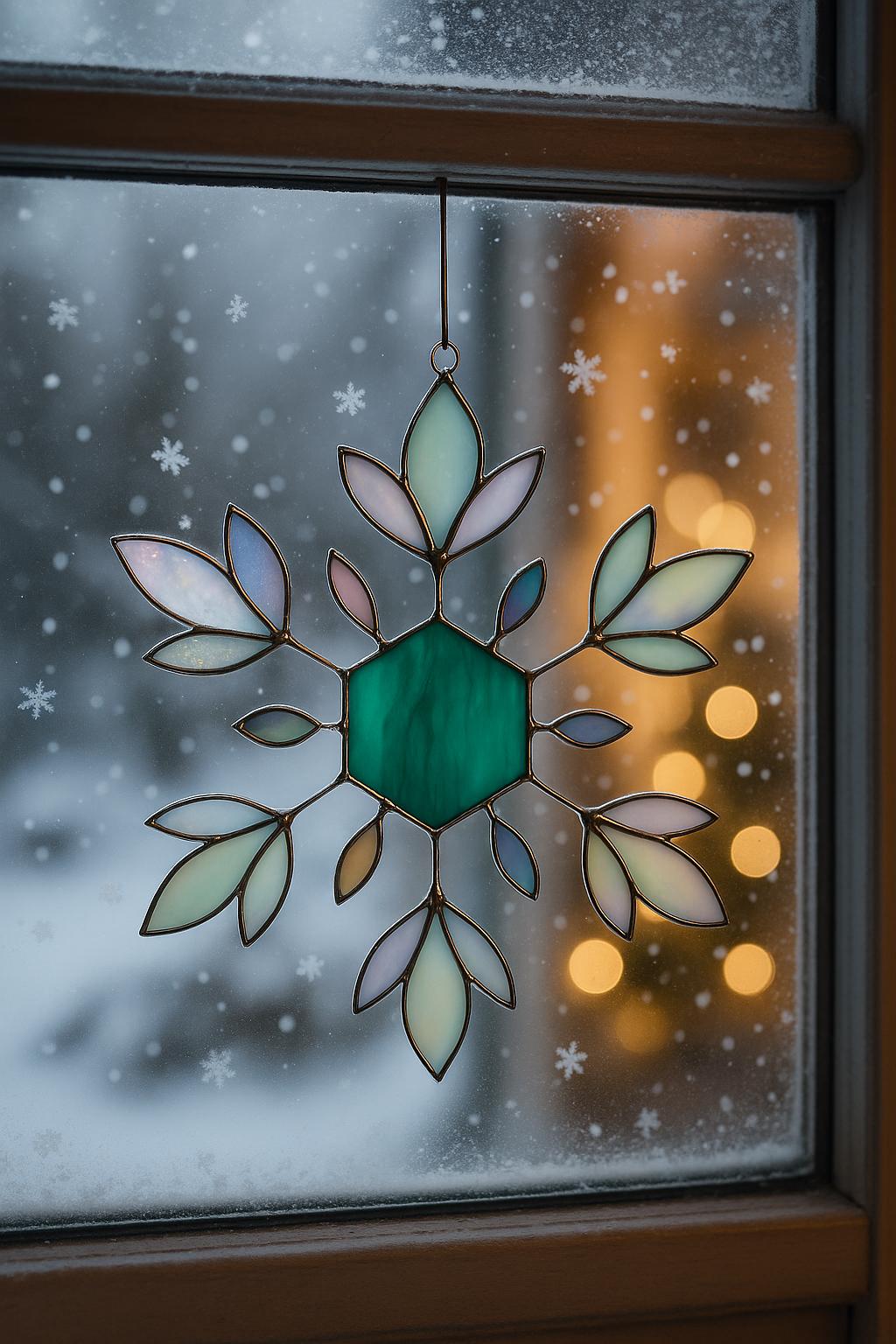 Stained Glass Snowflake Suncatcher: Handmade Winter Window Decor - Etsy