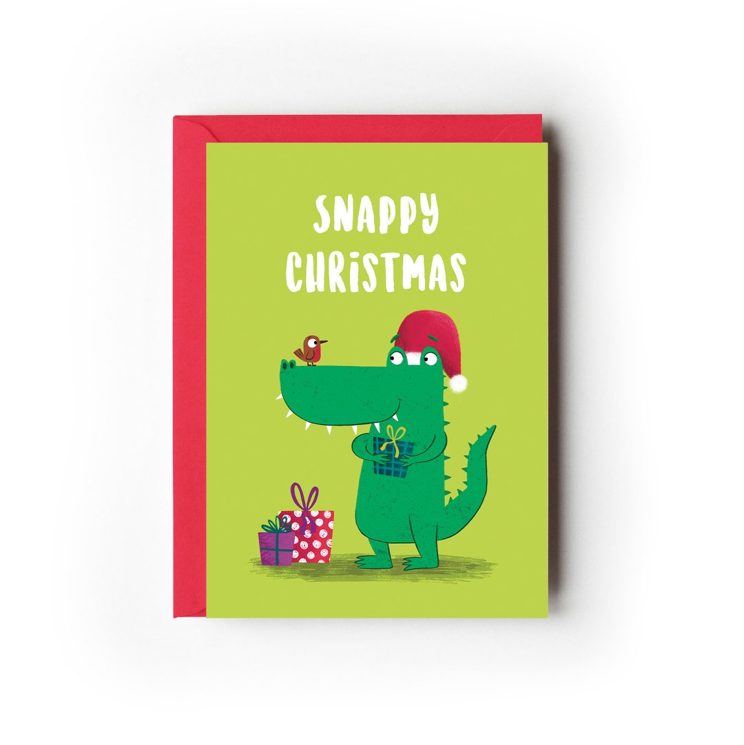 Crocodile Snappy Christmas Card - Etsy