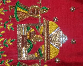 Handmade Purple and Gold Maggam Zardosi Blouse With Stones - Etsy