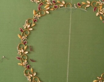 Handmade Pink and Gold Maggam, Zardosi Blouse With Stones and Polki ...