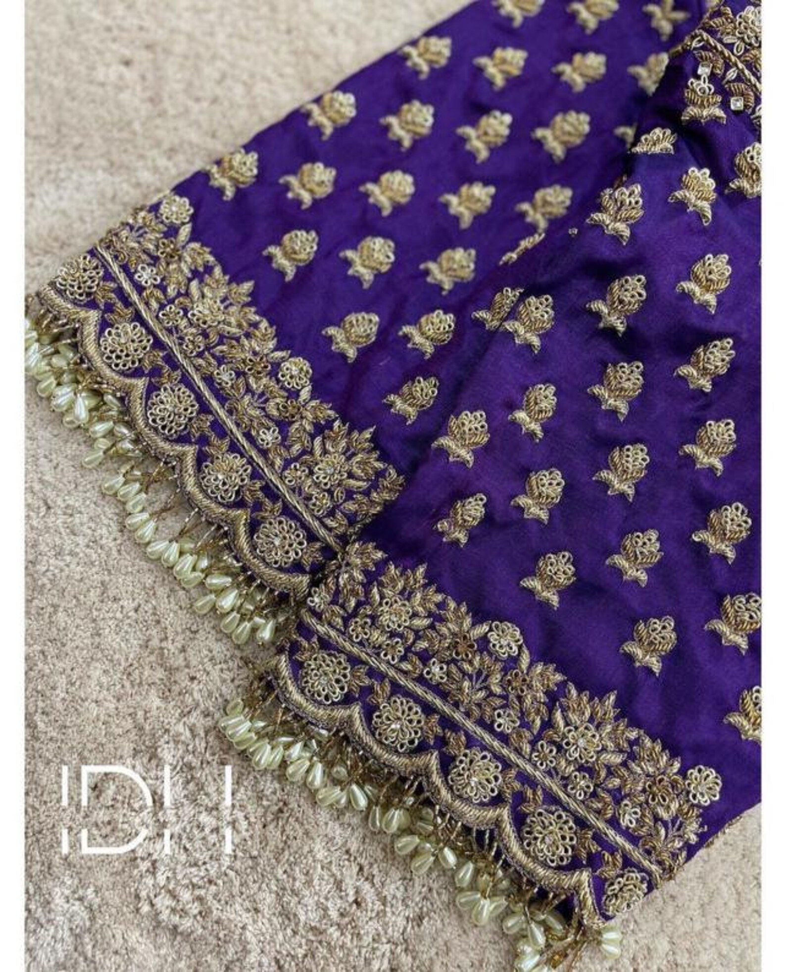 Handmade Purple and Gold Maggam Zardosi Blouse With Stones - Etsy