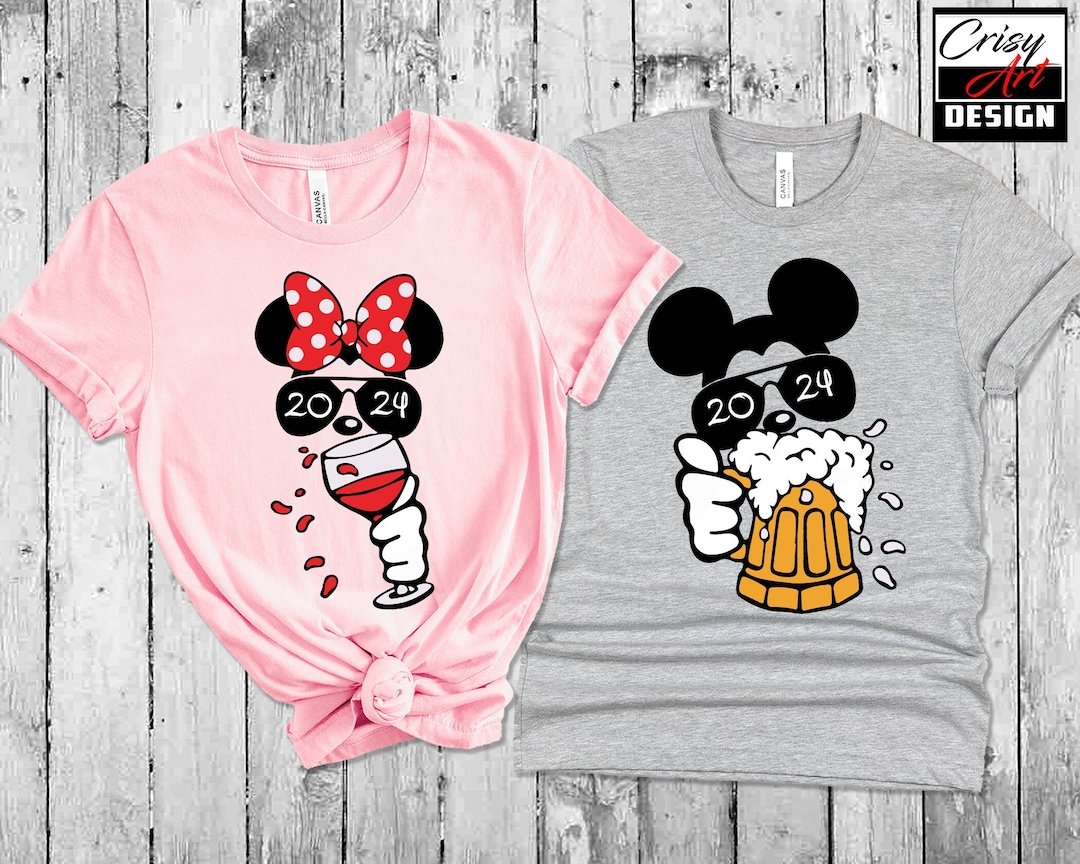 2024 Mickey Minnie Beer Wine Epcot Matching Shirt, Disneyland Couple ...