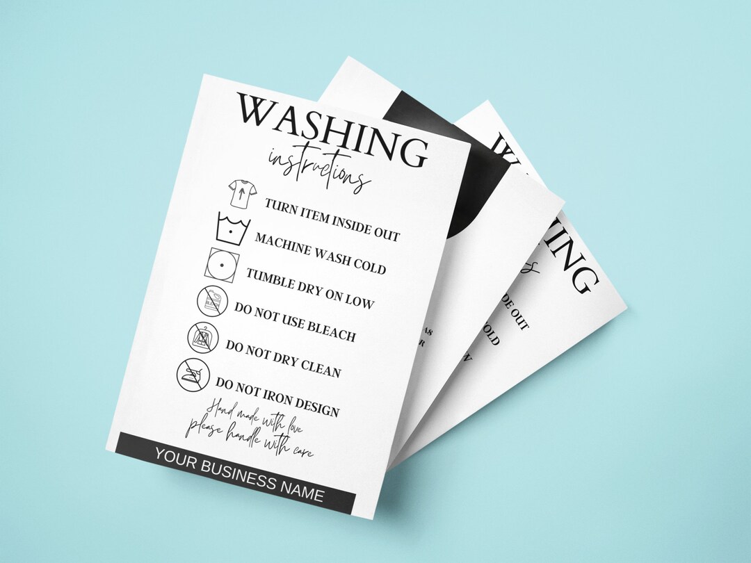 Editable Washing Instructions Card Template Printable - Etsy
