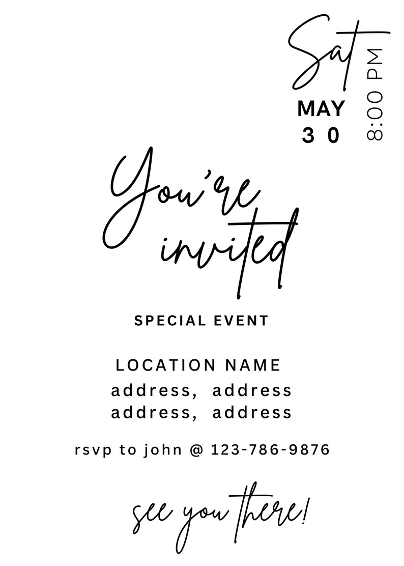 Modern Business Invitation Template, Special Event Invitation, Text ...