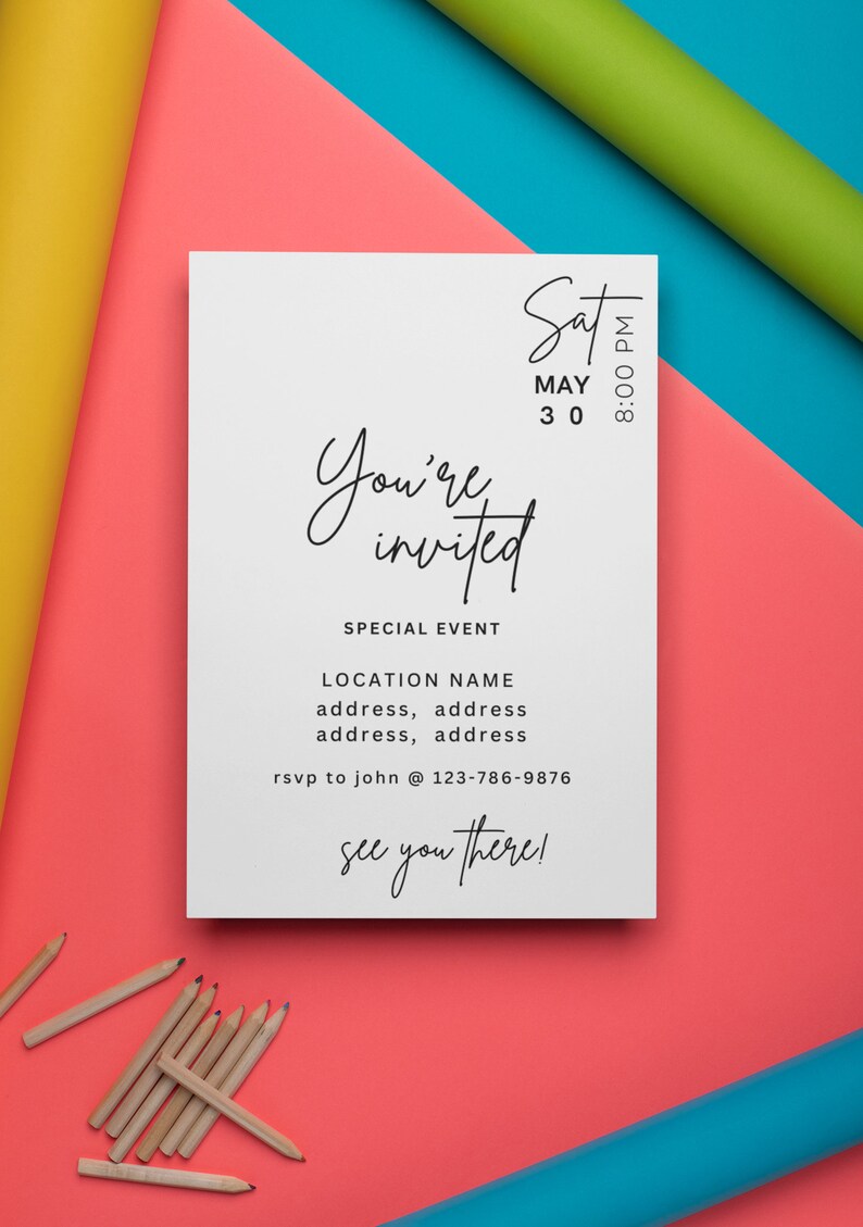 Modern Business Invitation Template, Special Event Invitation, Text ...