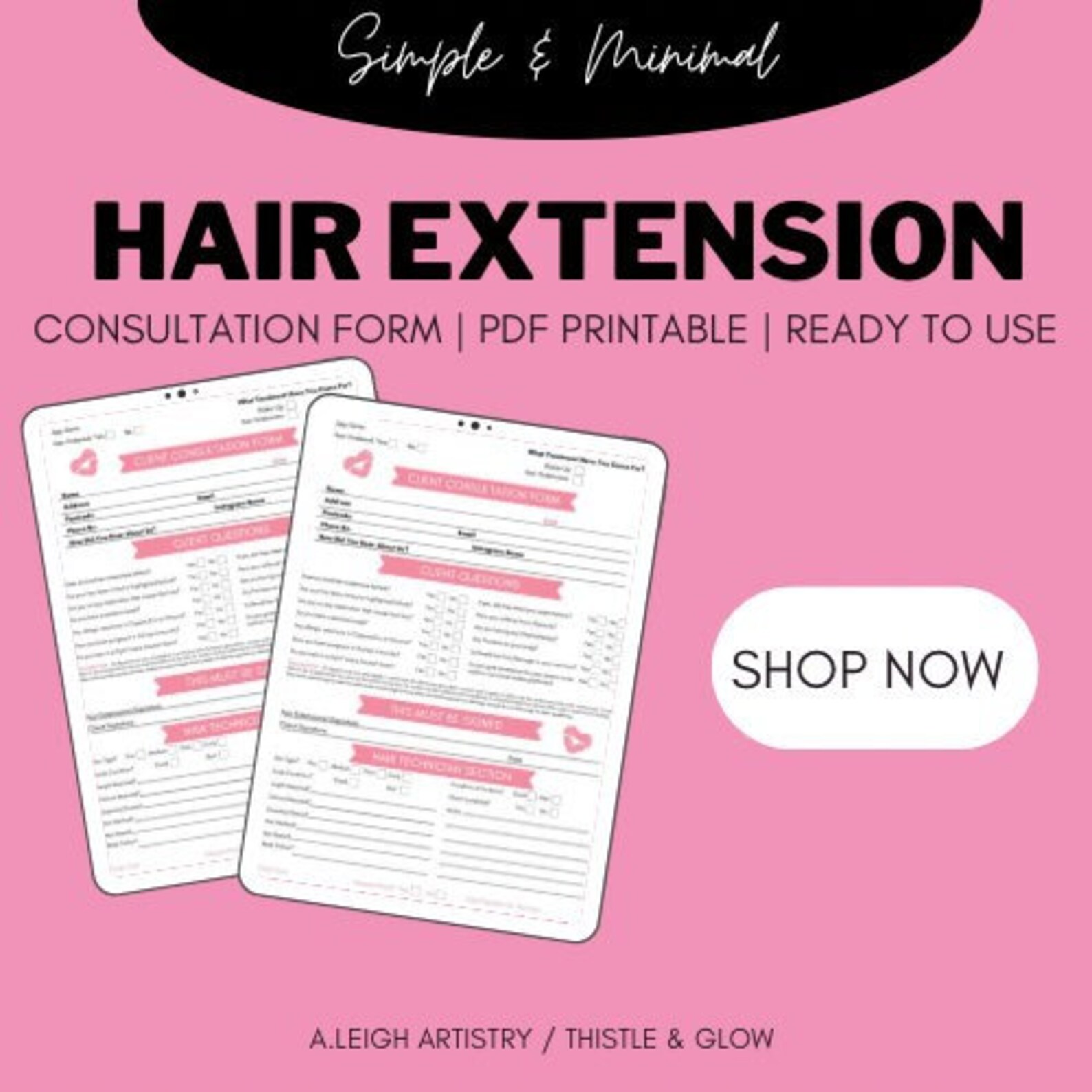 Hair Extension Consultation Form PDF Printable - Etsy