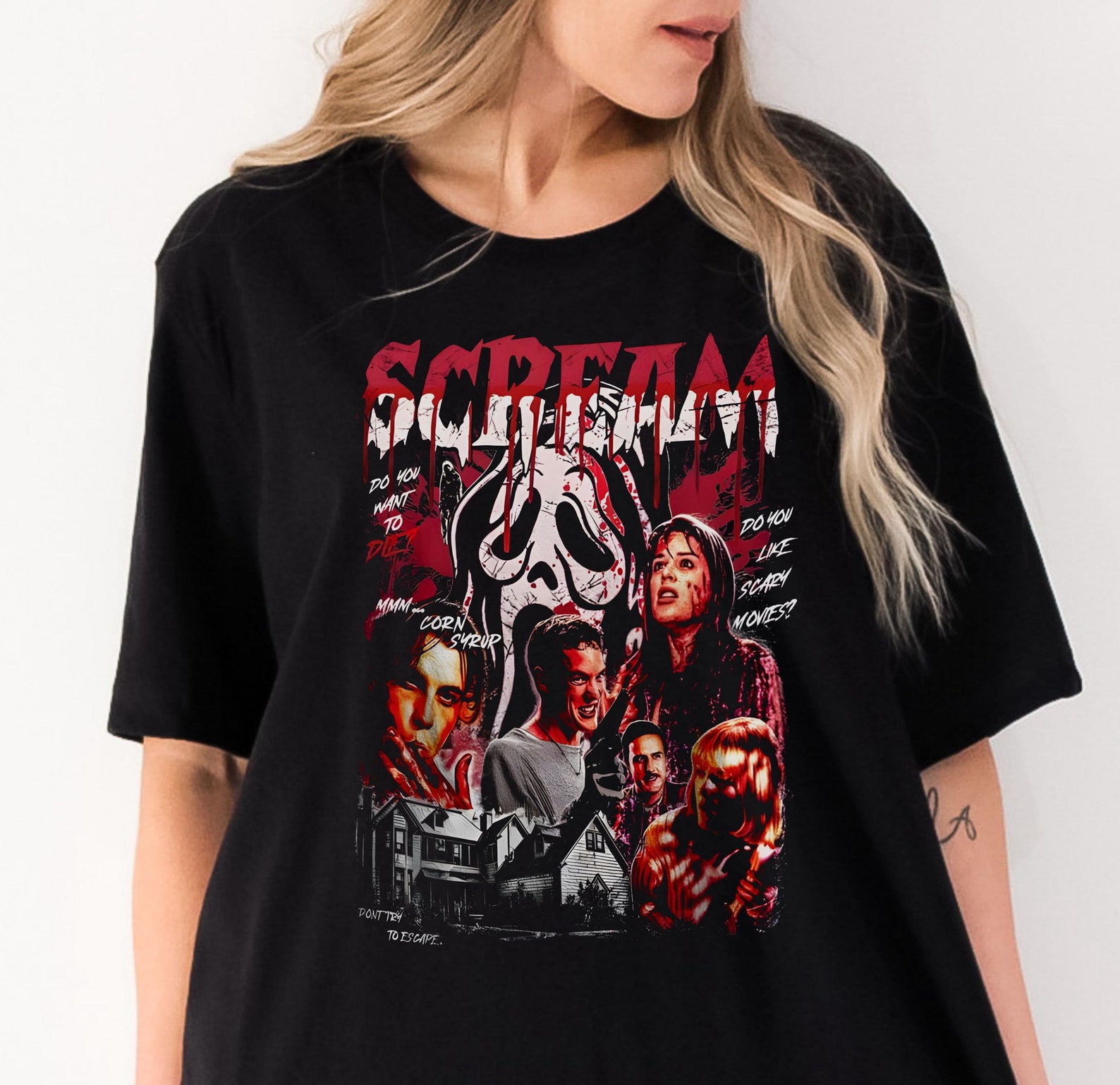 Ghostface T-shirt Scream Movie Horror Fan Shirt Spooky Halloween ...