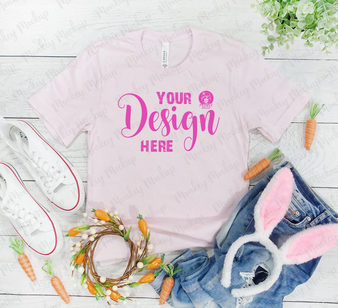 Easter Soft Pink T-shirt Mockup, Modern Bella Canvas Mock-up, Easter ...
