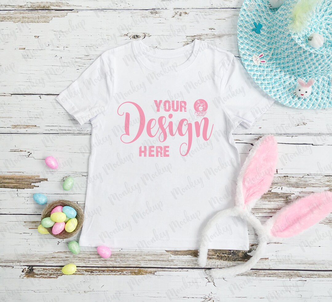 Easter White Kids Mockup Tshirt, Easter Bunny Mock Up, White Spring ...