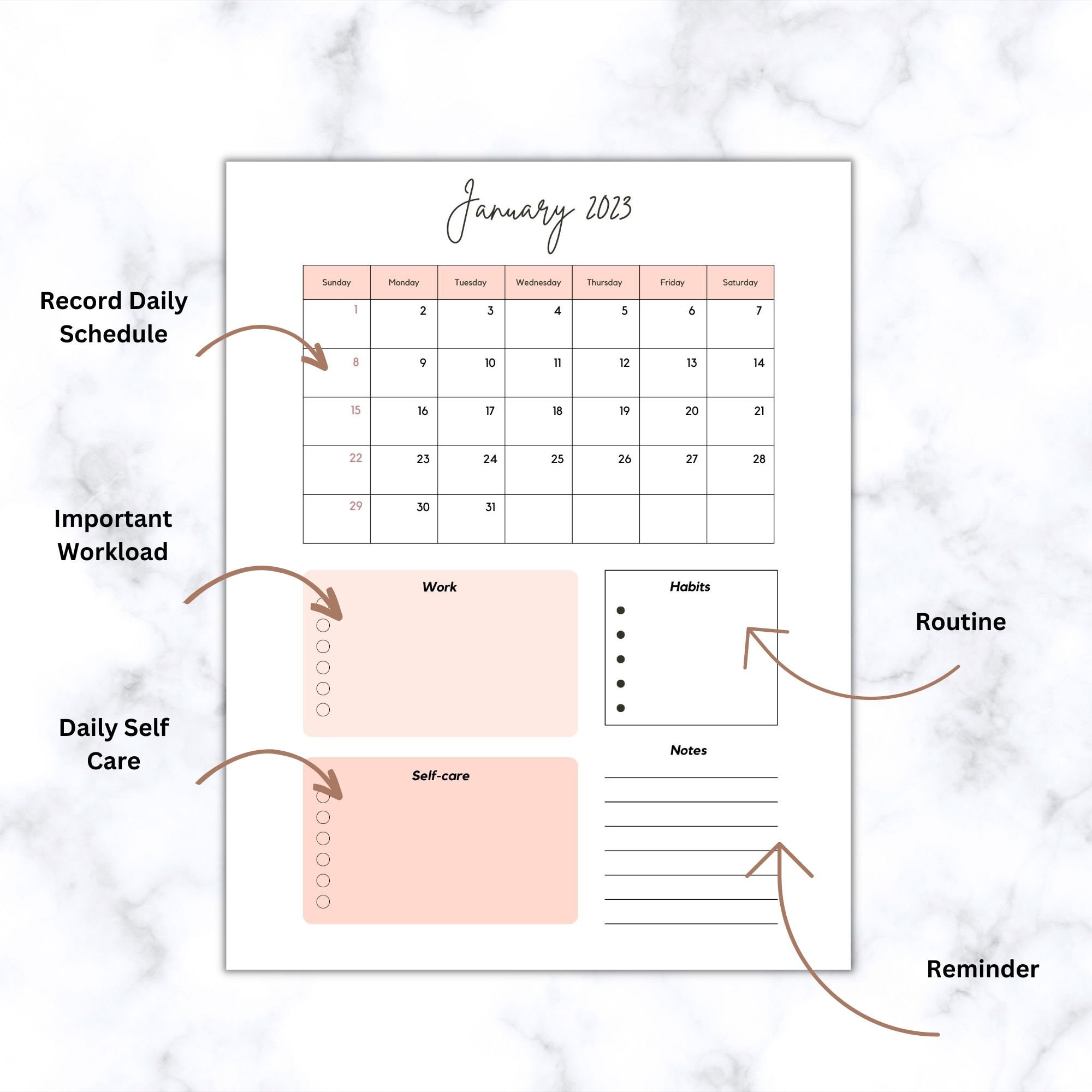2023 Weekly Dated Planner Printable, Weekly Planner Agenda, Weekly ...