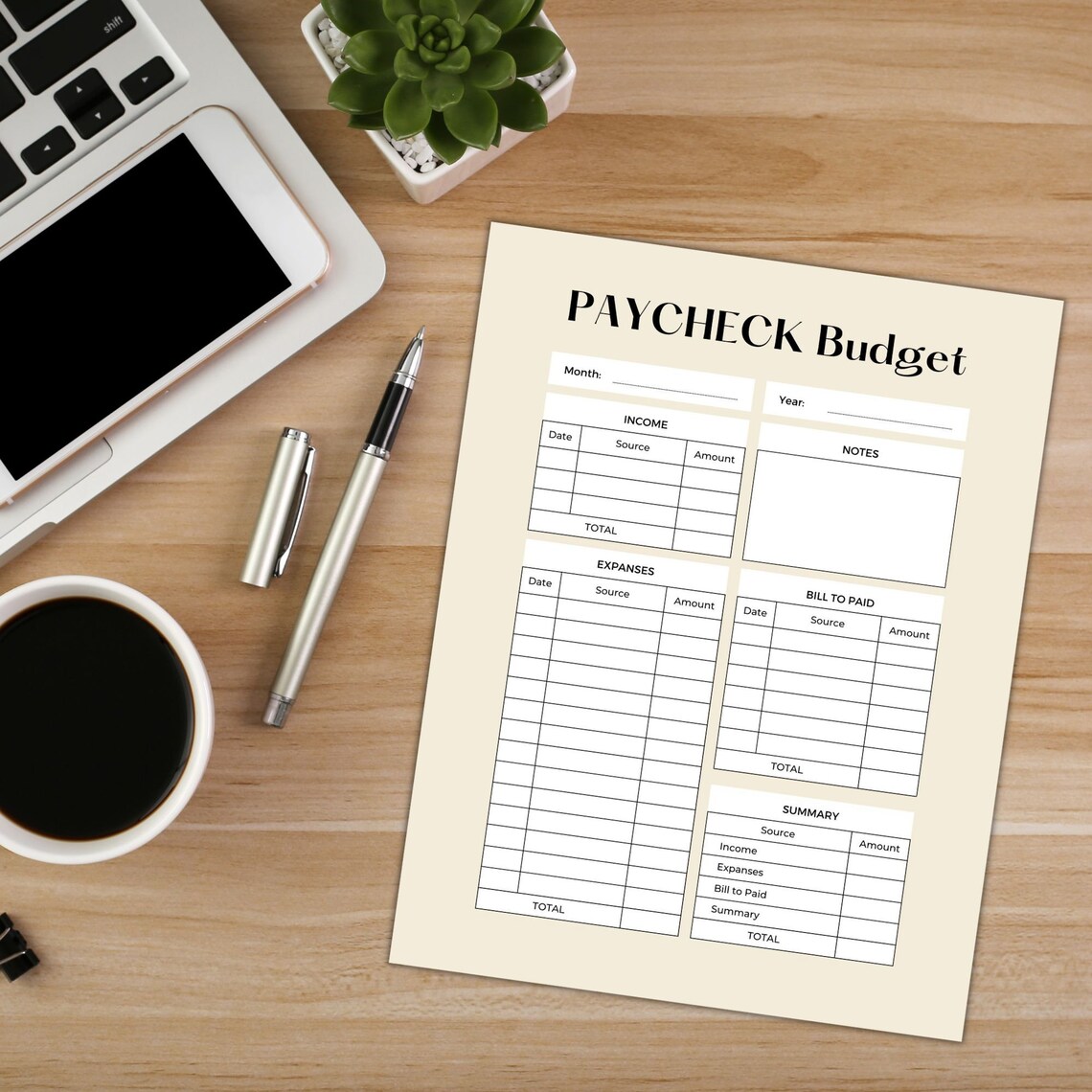 Paycheck Budget Overview Template Printable, Paycheck Budget Printable ...