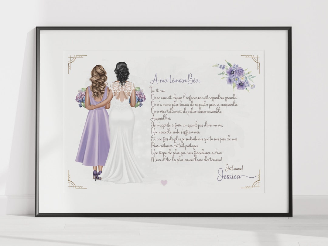 Bride Witness Poster, Poster to Offer as a Gift to the Bride or the ...