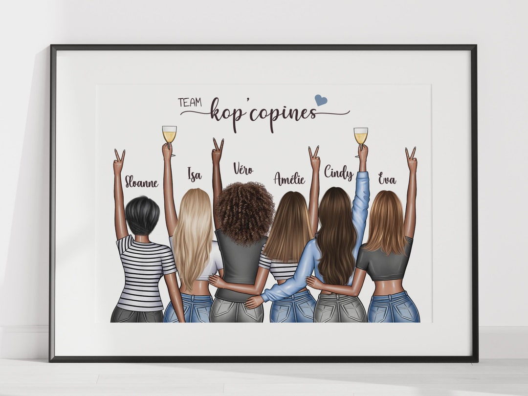 Best Friends Poster, Gift for a Friend, Personalized Poster, Portrait ...