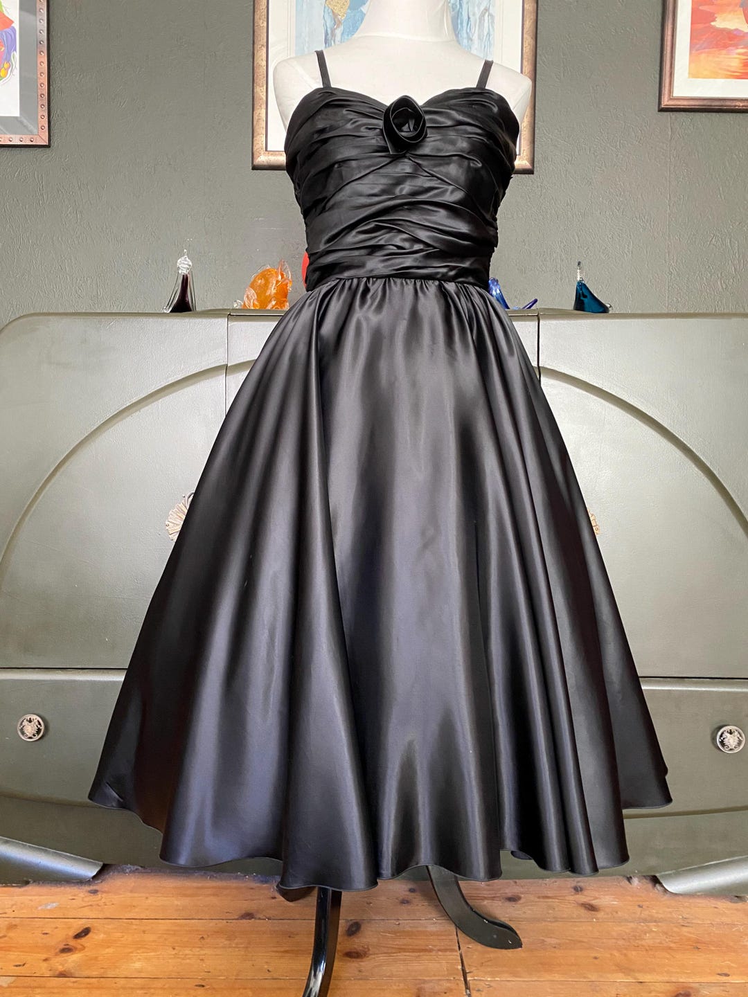 Vintage 1980s Gown With 1950s Style Heavy Black Dress - by John Charles ...