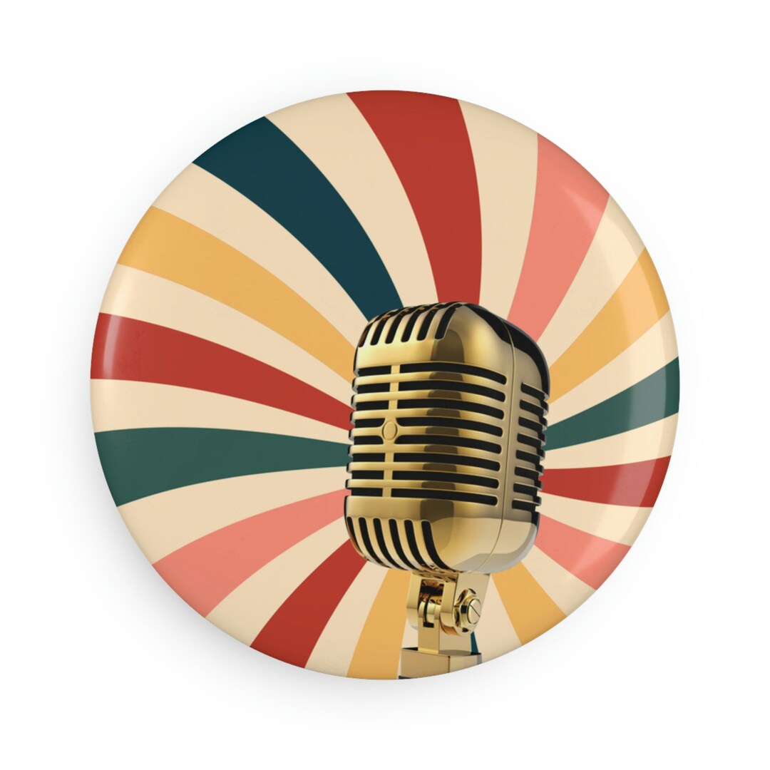 Circle Retro Microphone Magnets. Printify Magnets. Artful Fridge ...