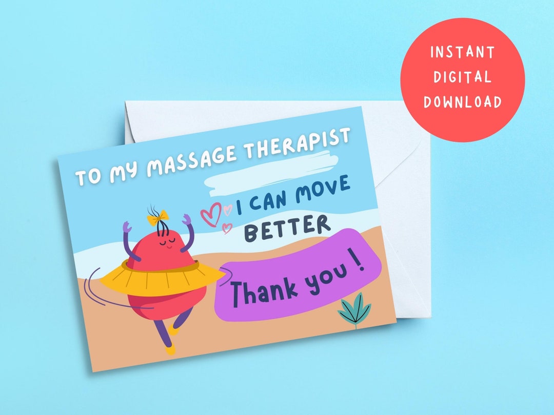 Thank You Card For Massage Therapist Printable Digital Download Cards