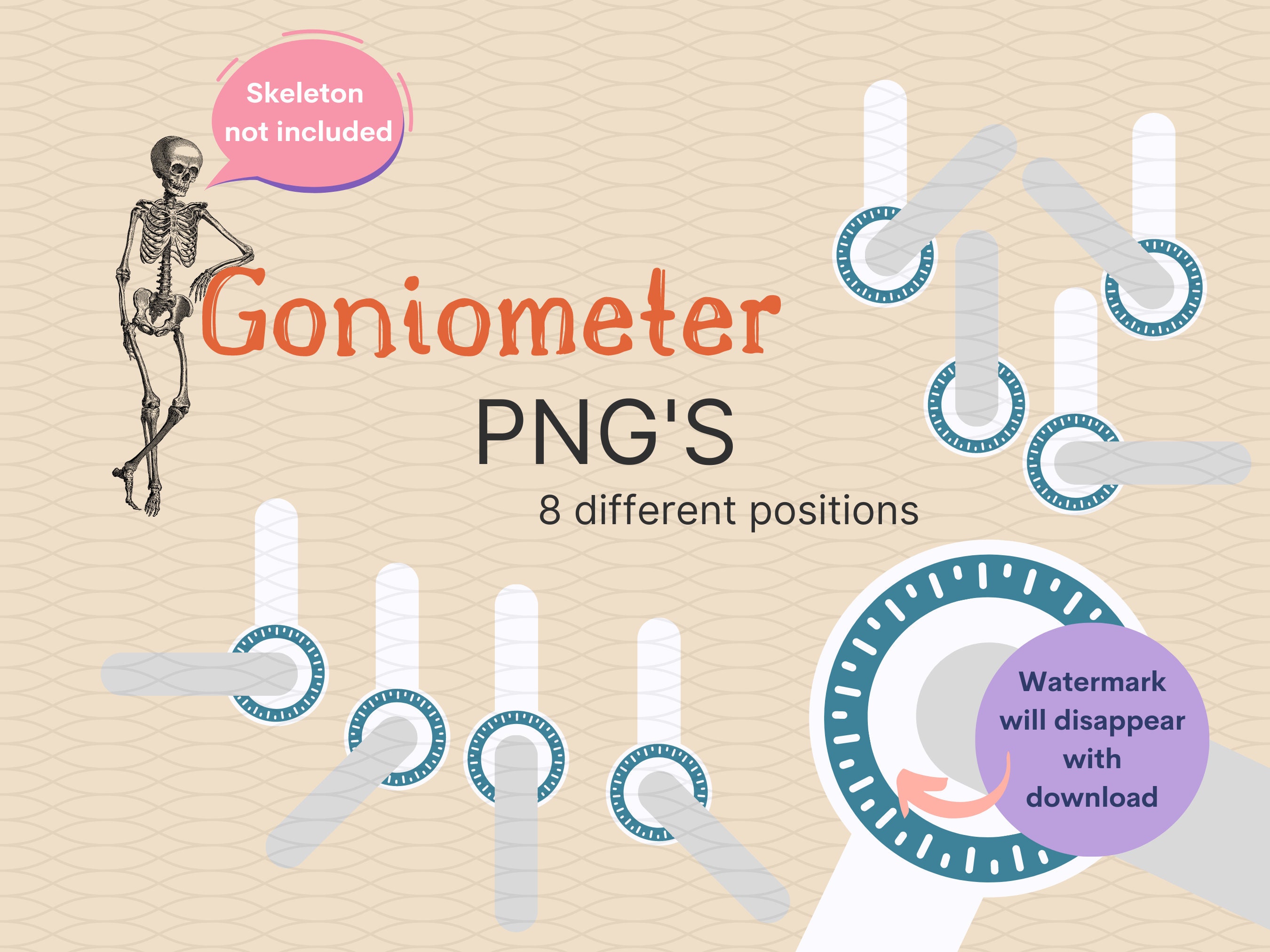 Goniometer Digital Clip Art. PT and OT Clip Art. Goni Medical Art. - Etsy