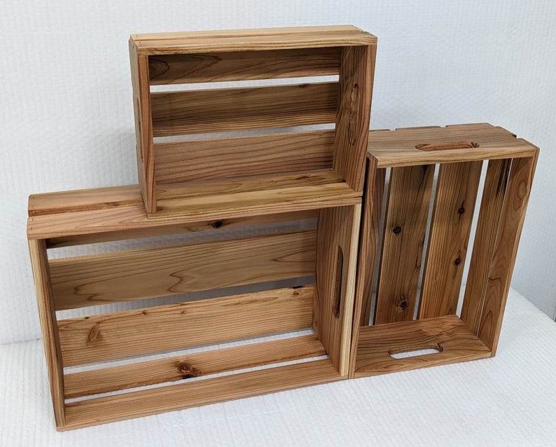Cedar Farmhouse Crates - Set of 3 - Handcrafted Wooden Boxes - Etsy