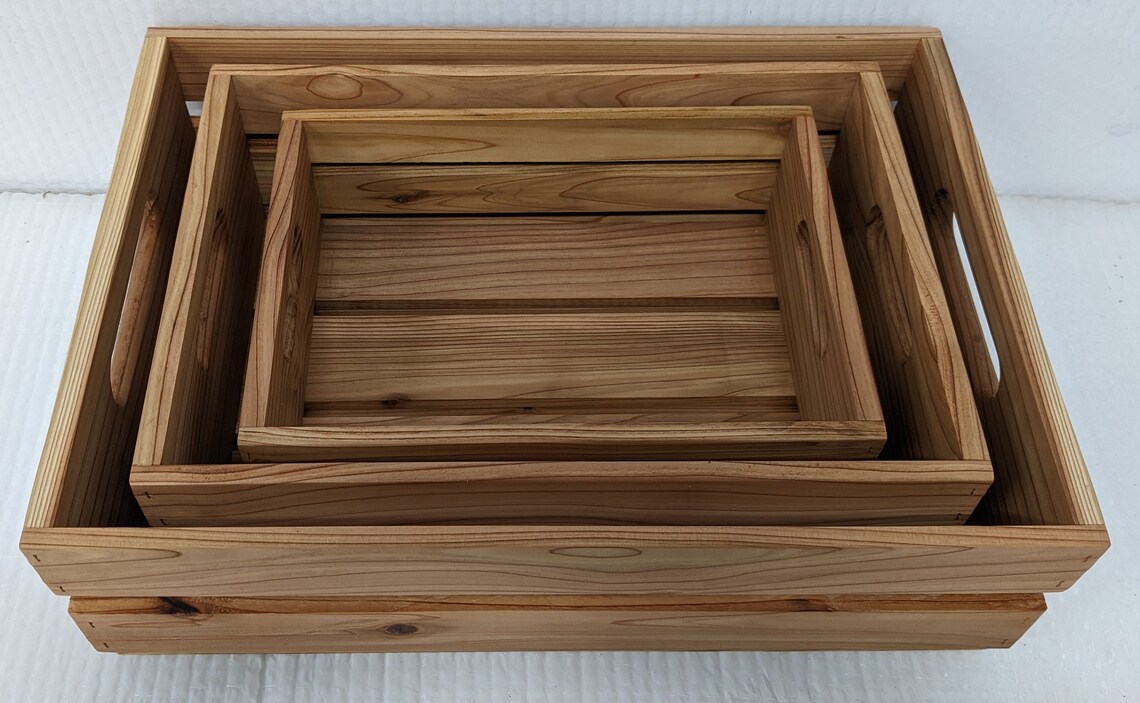 Cedar Farmhouse Crates - Set of 3 - Handcrafted Wooden Boxes - Etsy