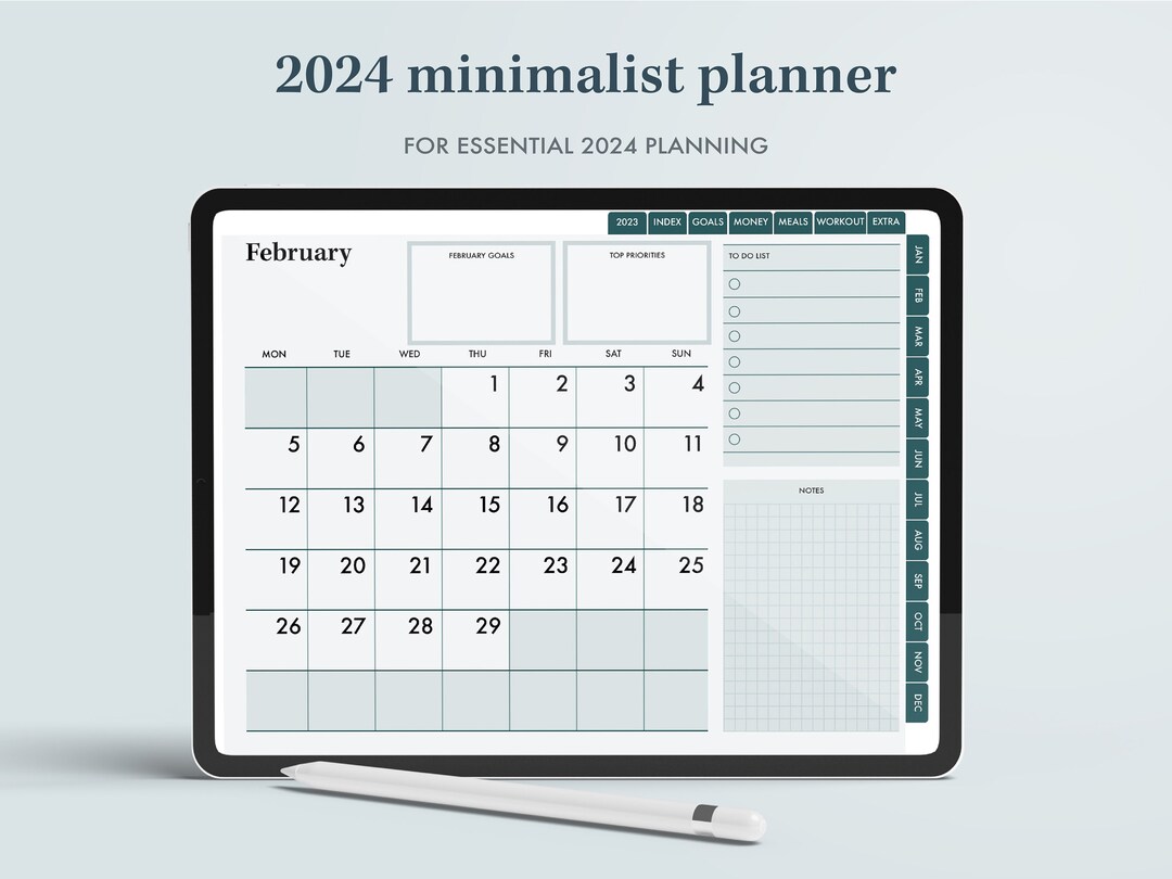 Minimalist Digital Planner 2024 Dated iPad Planner With Hyperlinked ...