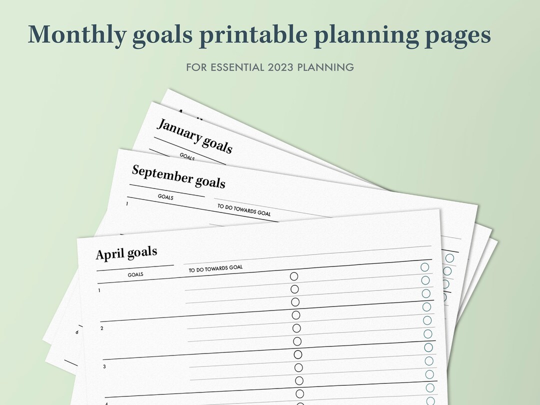 2023 Monthly Goals Printable Planner Minimalist Dated Planner All in ...