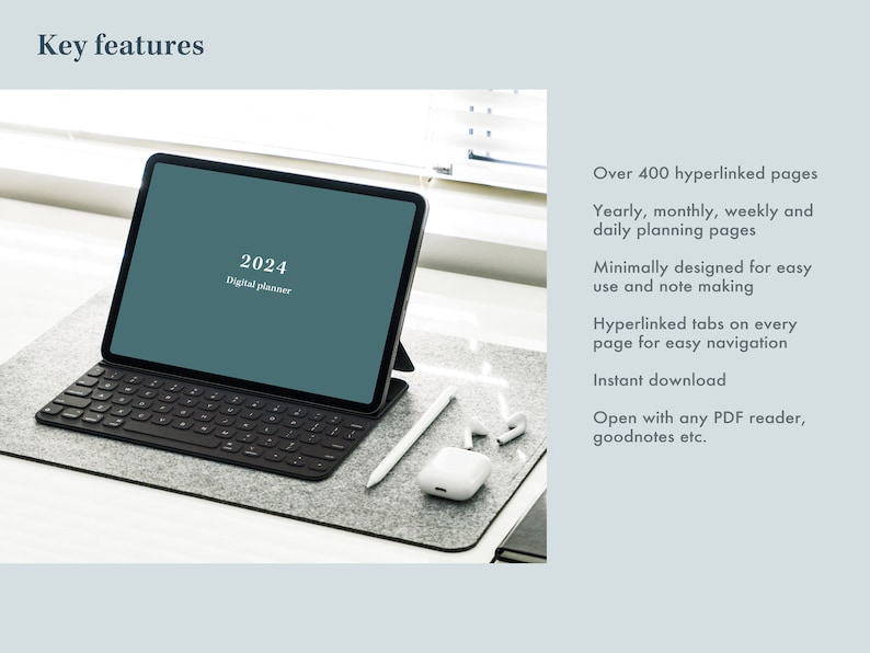 Minimalist Digital Planner 2024 Dated iPad Planner With Hyperlinked ...