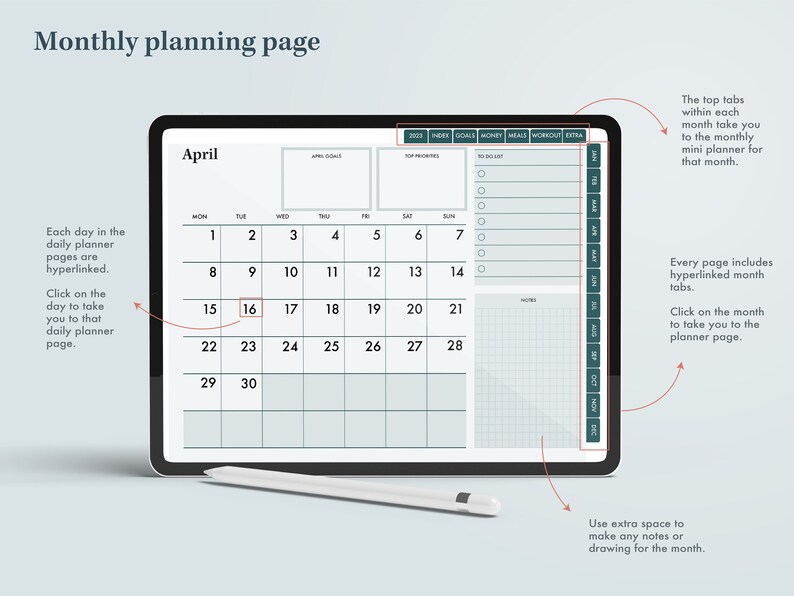 Minimalist Digital Planner 2024 Dated iPad Planner With Hyperlinked ...