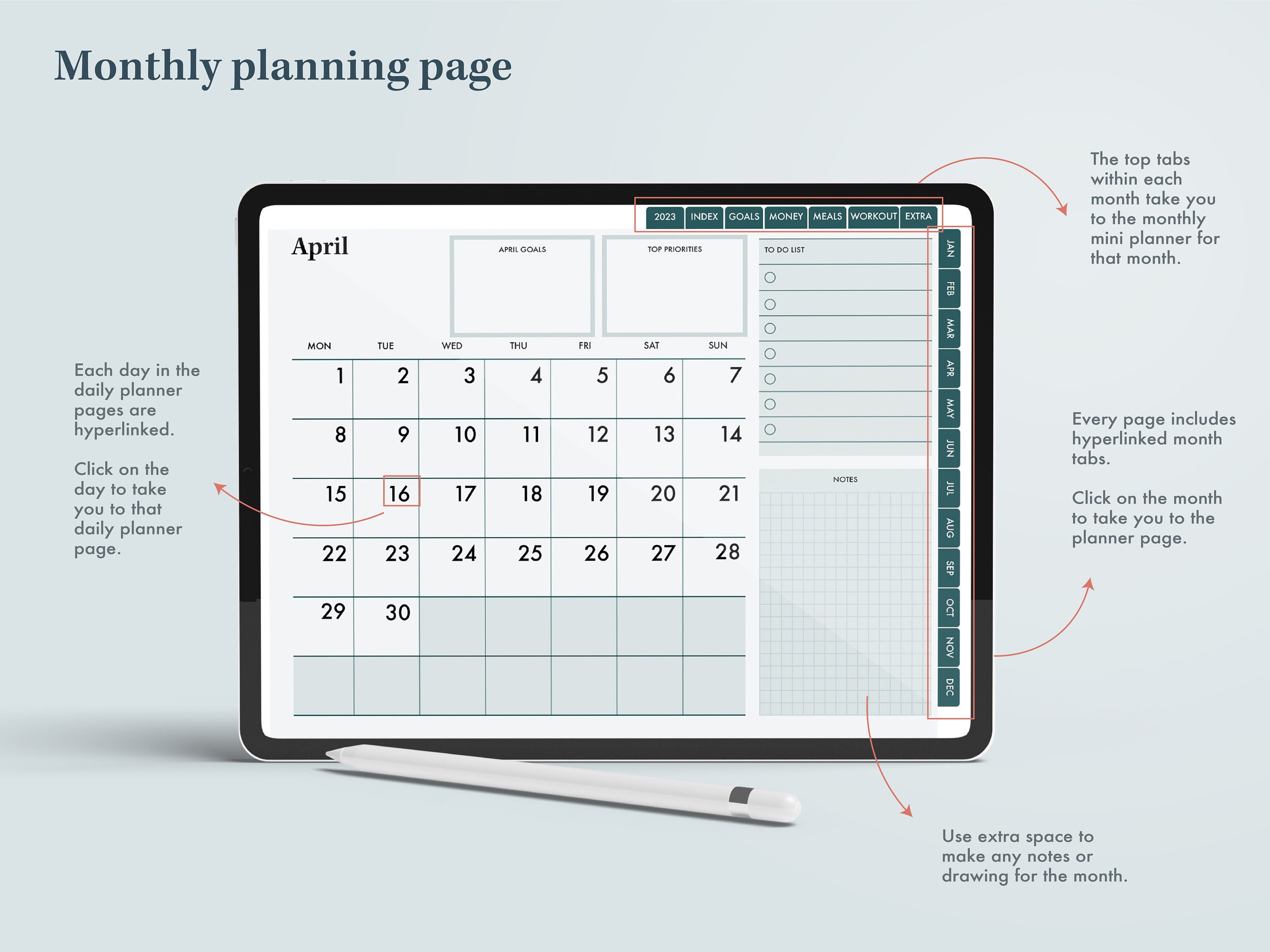 Minimalist Digital Planner 2024 Dated iPad Planner With Hyperlinked ...