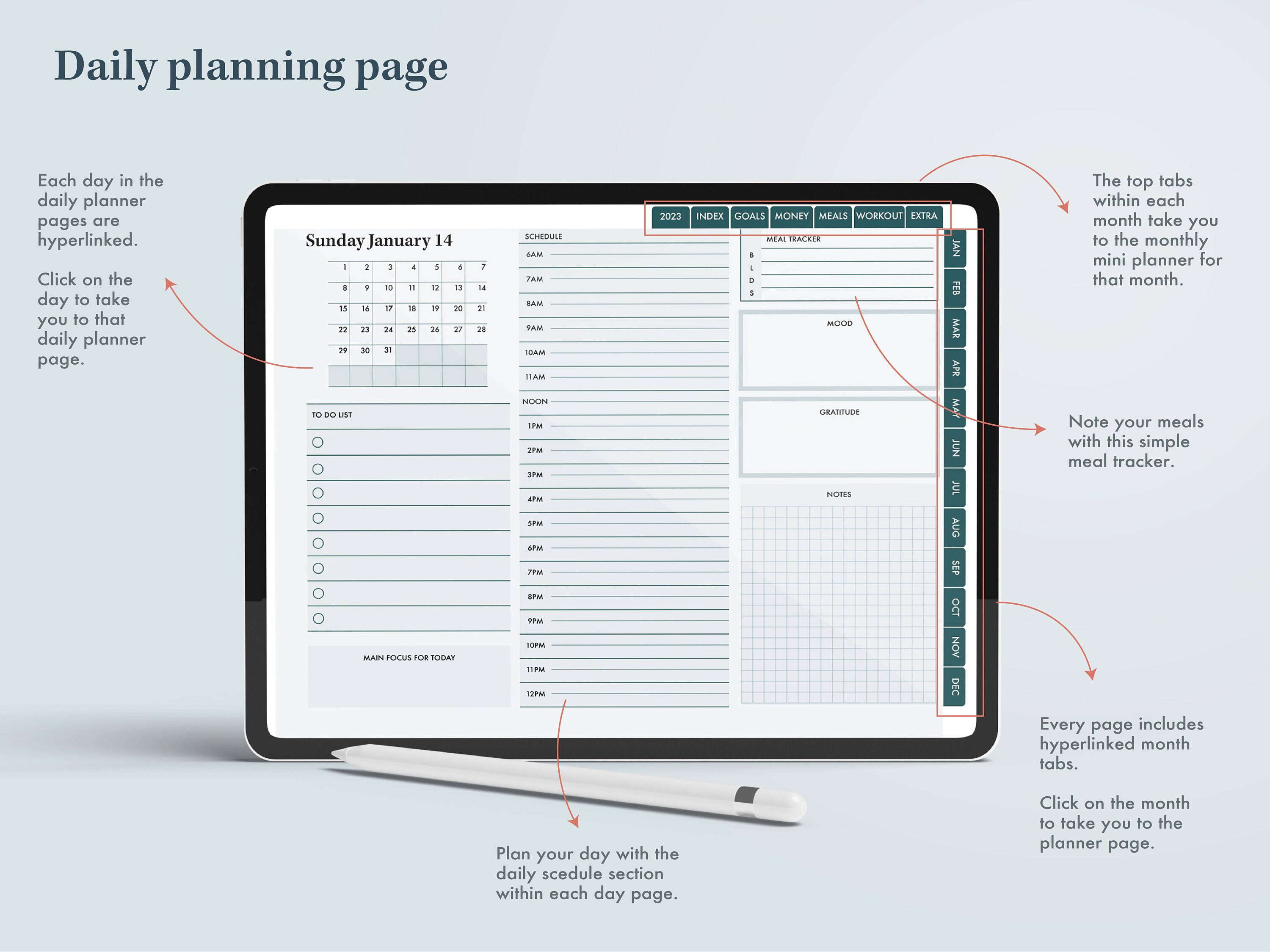 Minimalist Digital Planner 2024 Dated iPad Planner With Hyperlinked ...