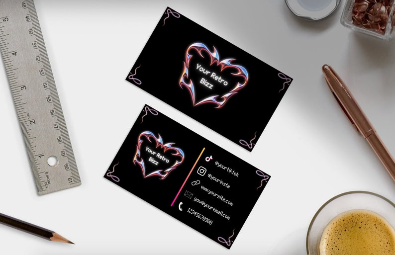 Retro 90s Canva Business Card Template / 00s, Chrome, Vintage, Y2k ...