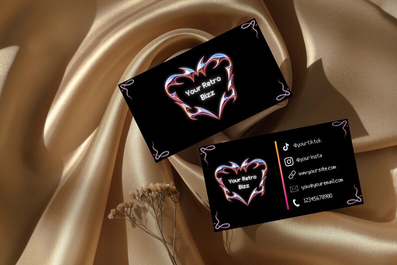 Retro 90s Canva Business Card Template / 00s, Chrome, Vintage, Y2k ...