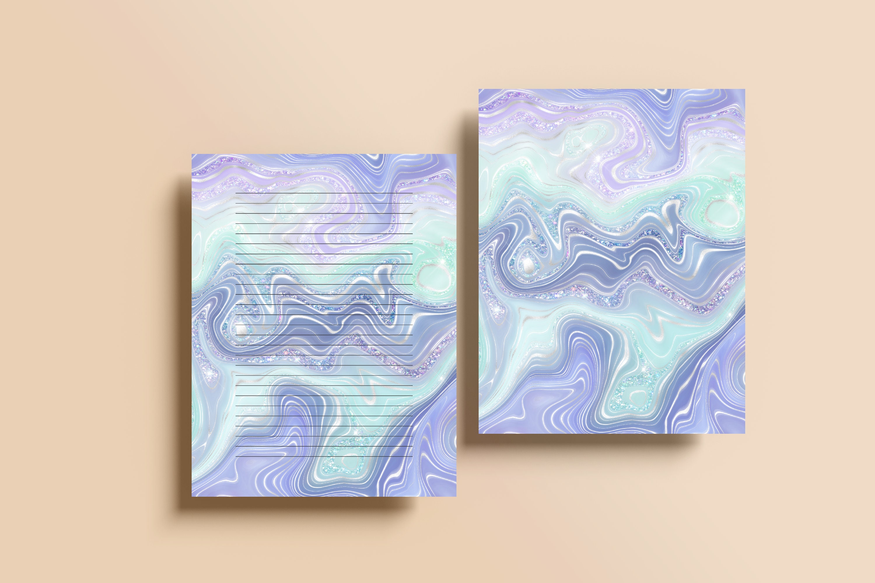 Blue Printable Paper / Marble Printable Stationery / Green Paper ...