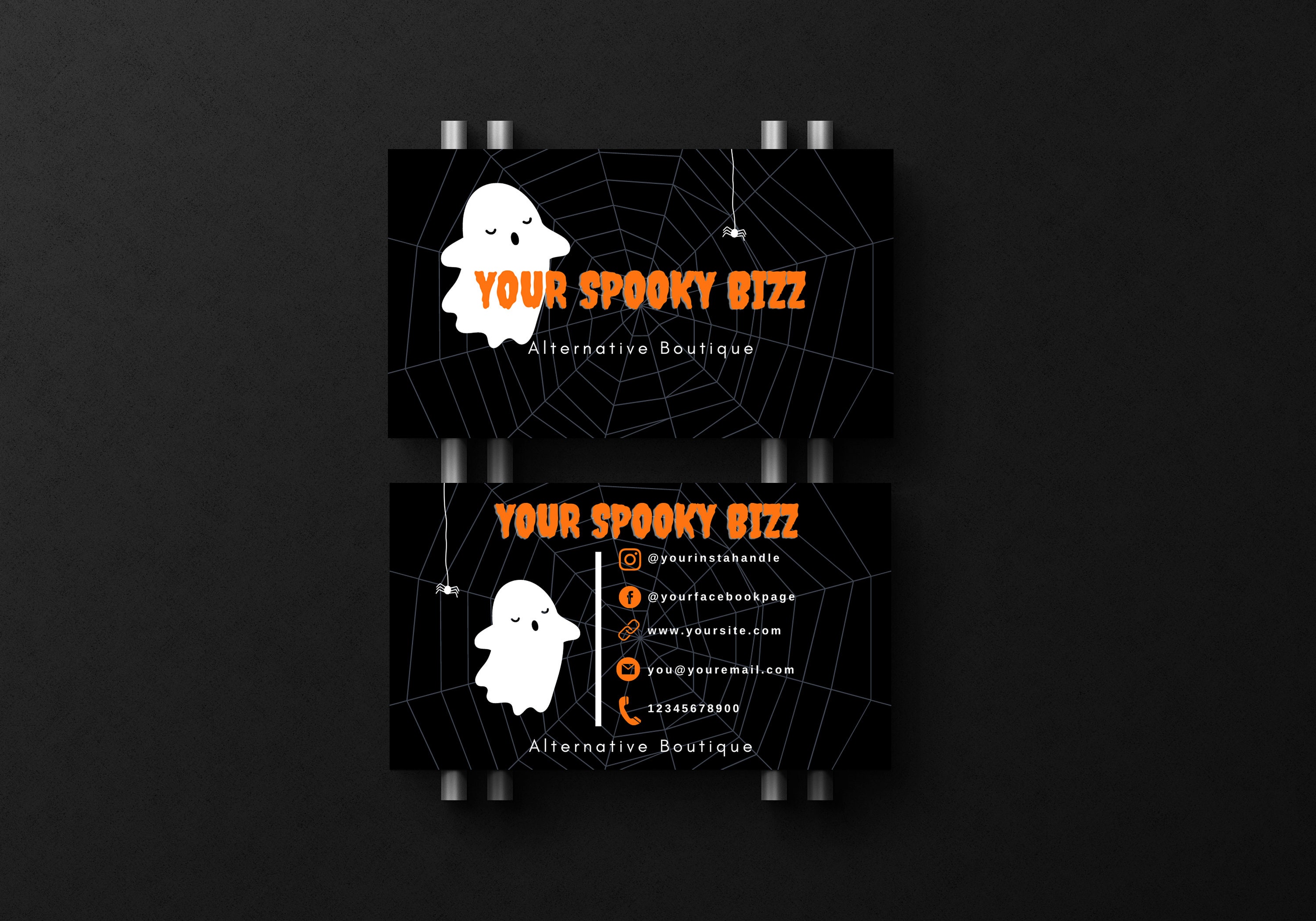 Spooky Ghost Business Card Template / Halloween, Instant Download ...