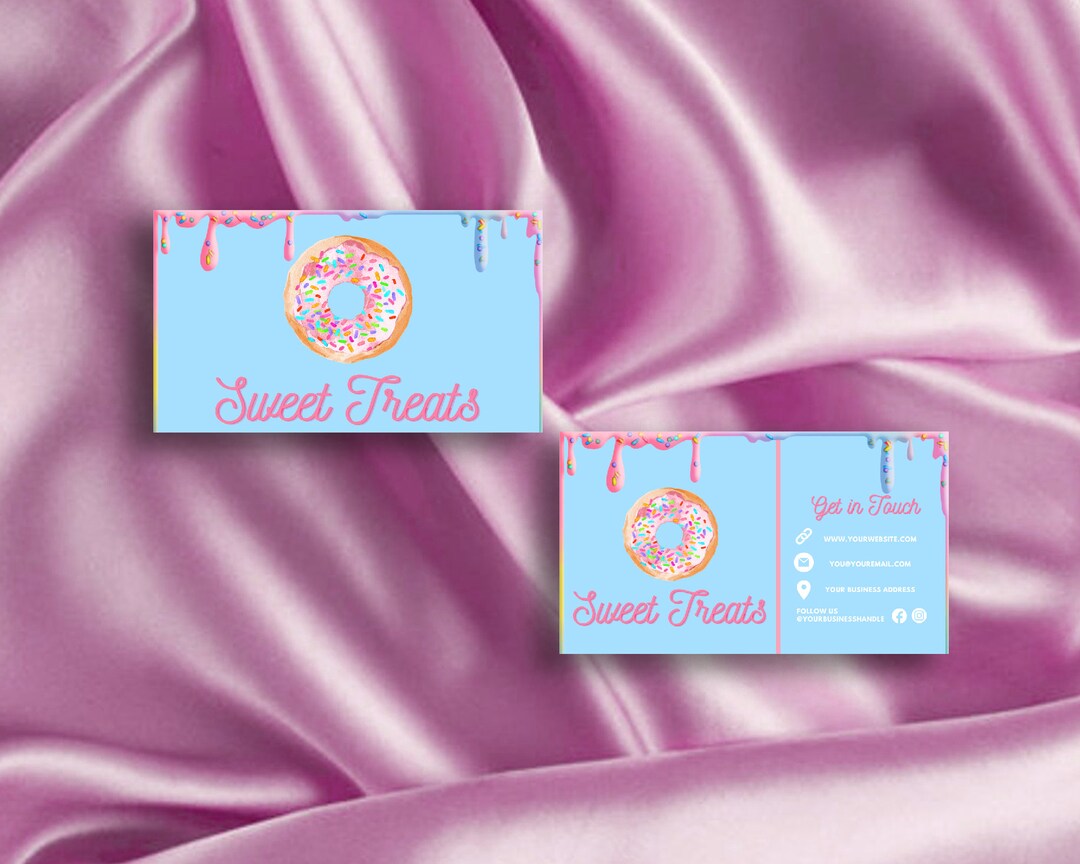 Donut Canva Business Card Template / Sweets, Confectionary, Sweet Shop ...