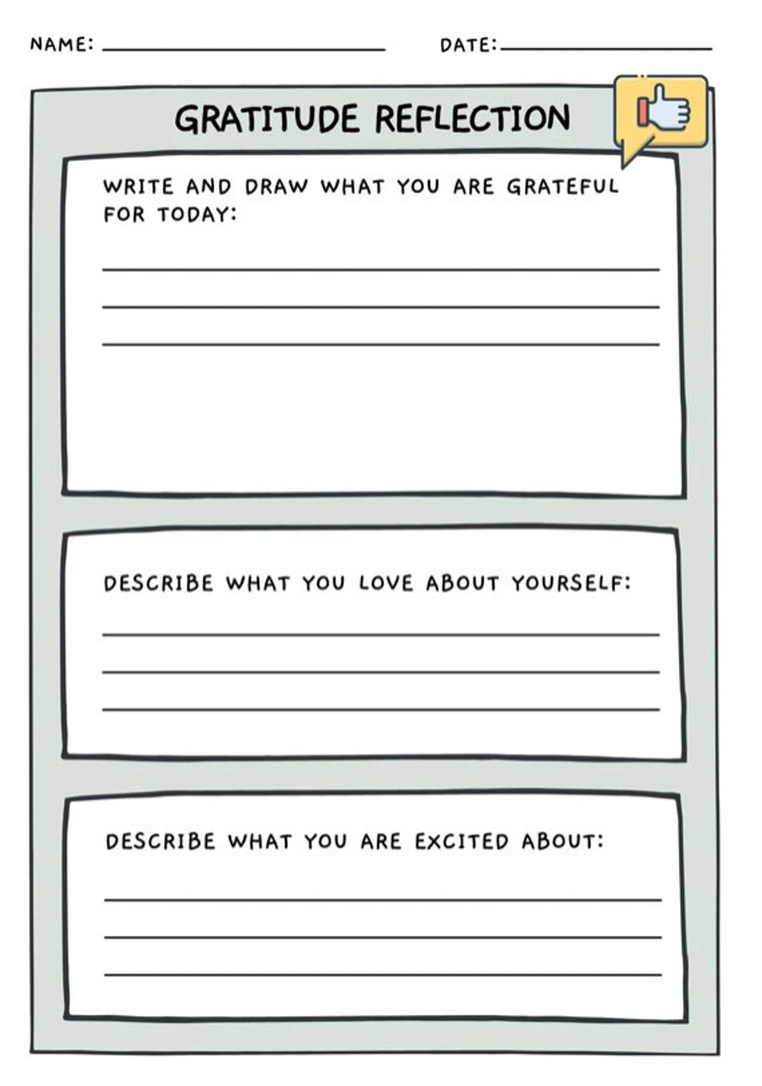 Gratitude Worksheet - Etsy