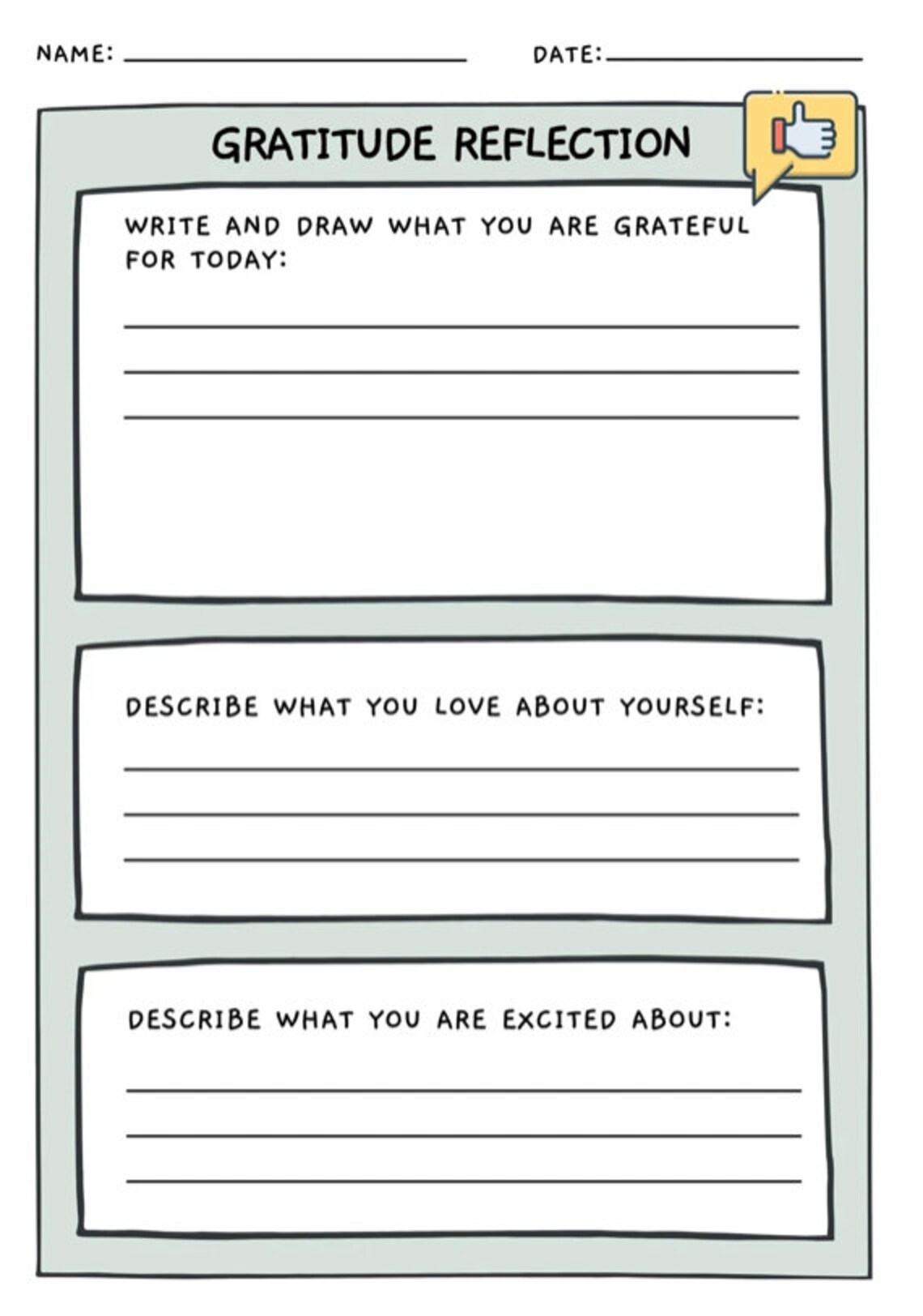 Gratitude Worksheet - Etsy