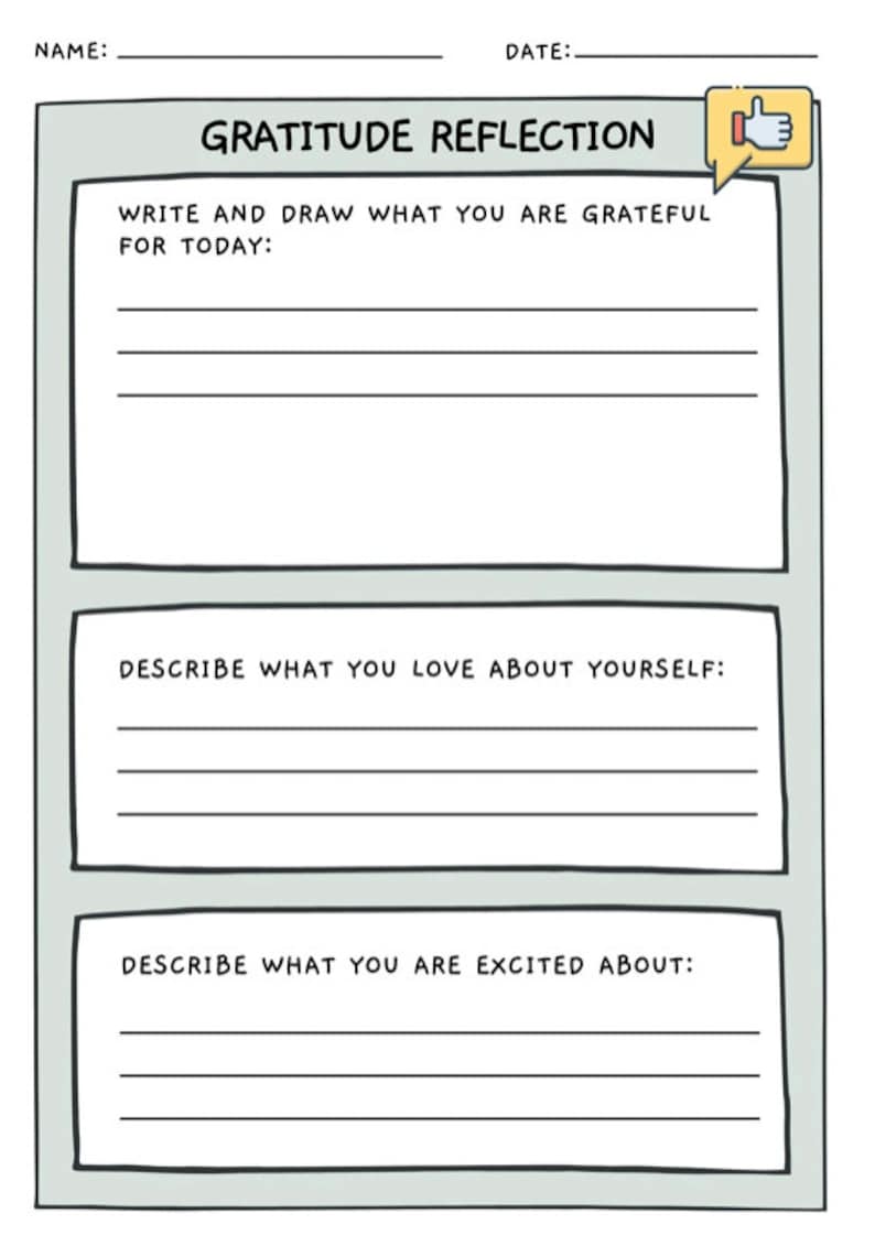 Gratitude Worksheet - Etsy
