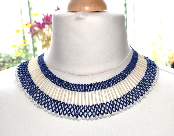 Antique Bead Collar - Gorgeous Hand Crafted Victorian… - Gem