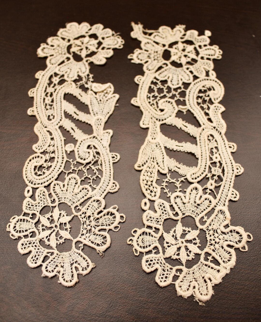 Victorian Handmade Lace Applique Pair: Antique Dressmaking ...