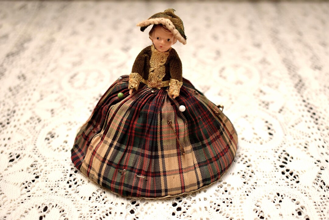 Antique Lady Pin Cushion Gorgeous Hand Crafted Scottish Tartan ...