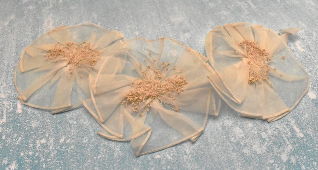 Antique French Communion Rosettes: Lace Wedding Decor, Trio of Flowers ...