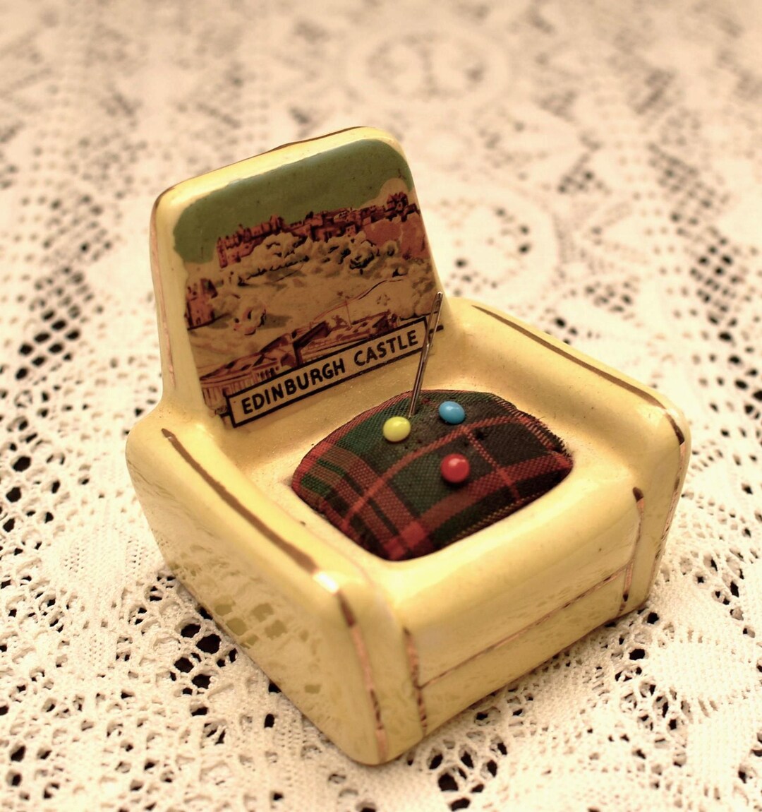 Antique Hat Pin Cushion - Charming Art Deco Arm Chair With Edinburgh ...