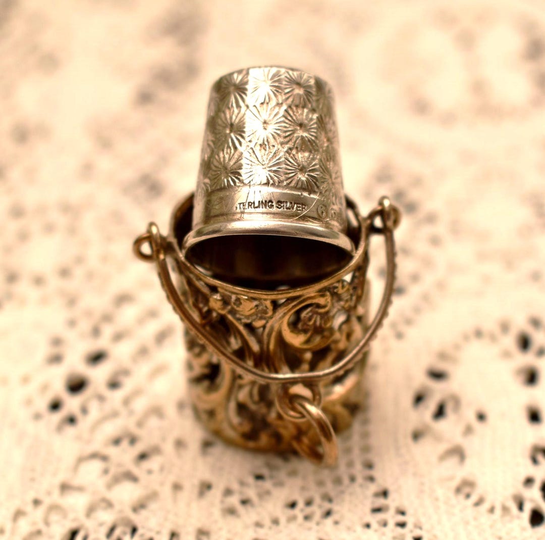 Charles Horner Silver Thimble in Pretty Basket Beautiful Antique ...