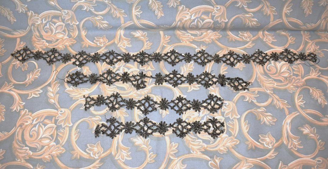 Antique Cut Steel Trim Gorgeous Victorian Decorative Hand Stitched Bead ...