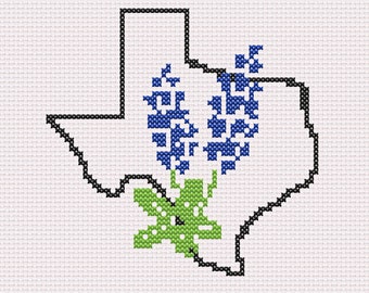 Cross Stitch Pattern Bluebonnet Trio Texas Wildflower PDF Instant ...