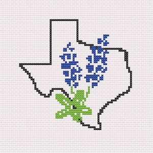 Texas and Bluebonnets Cross-stitch Pattern [PDF] - Etsy