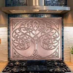 Copper Tile, Handmade, Tree of Life, Kitchen Backsplash Tile, Indoor ...