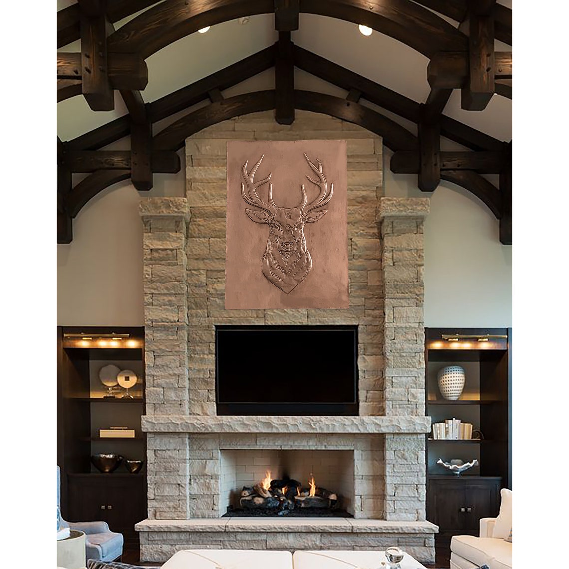 Copper Deer Animal Metal Wall Art Wall Decor Copper Wall Tile Fireplace ...
