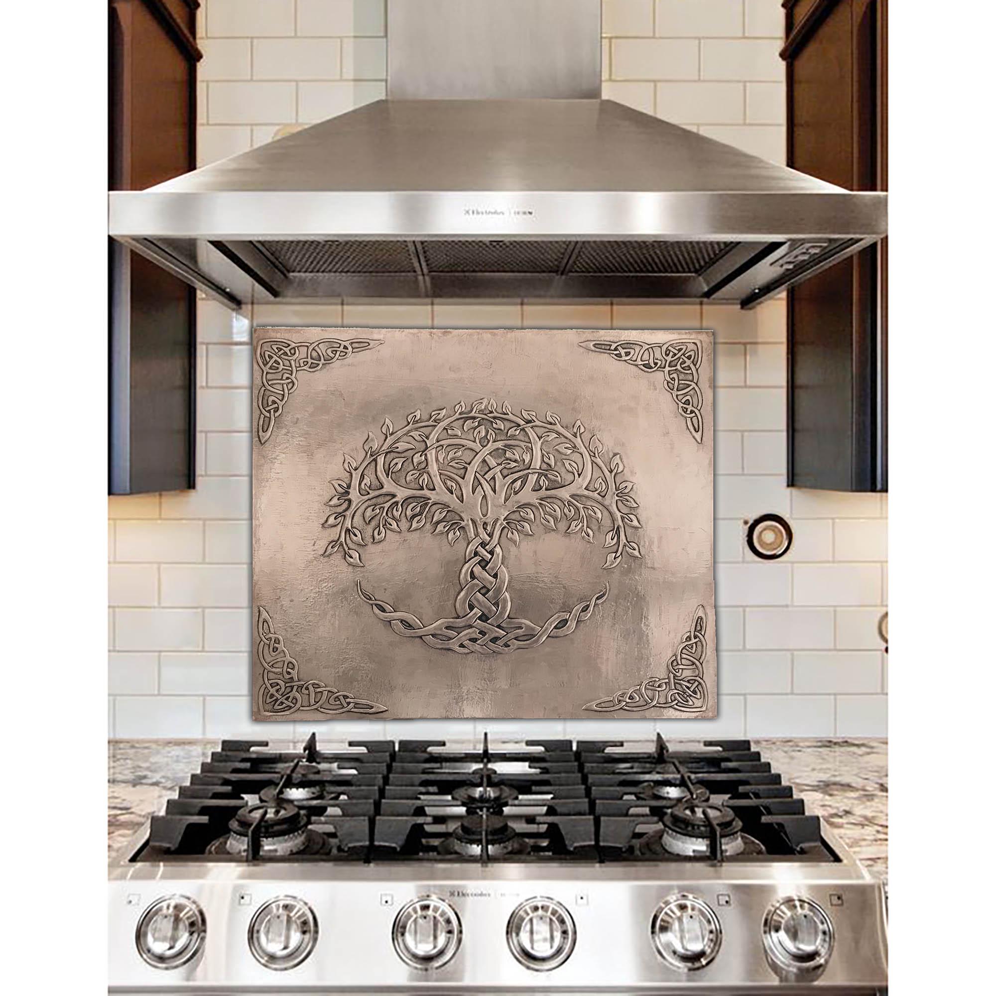Celtic, Tree of Life, Copper Kitchen Backsplash, Mural With Ornamental ...