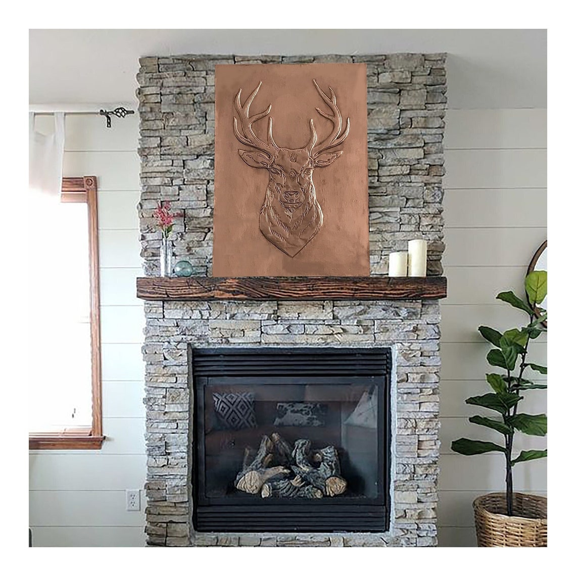 Copper Deer Animal Metal Wall Art Wall Decor Copper Wall Tile Fireplace ...